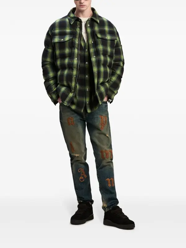 Palm Angels V-neck Check-pattern Cotton Shirt