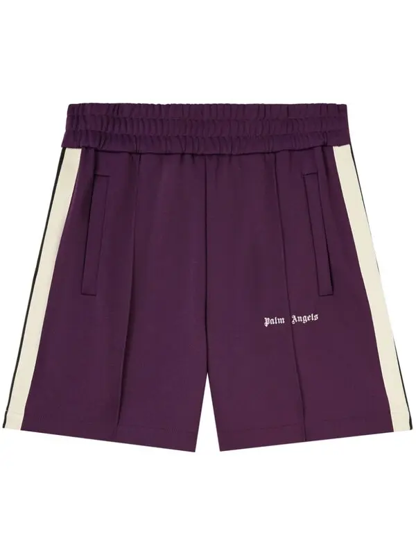 Palm Angels Logo-embroidered Stripe-detail Shorts