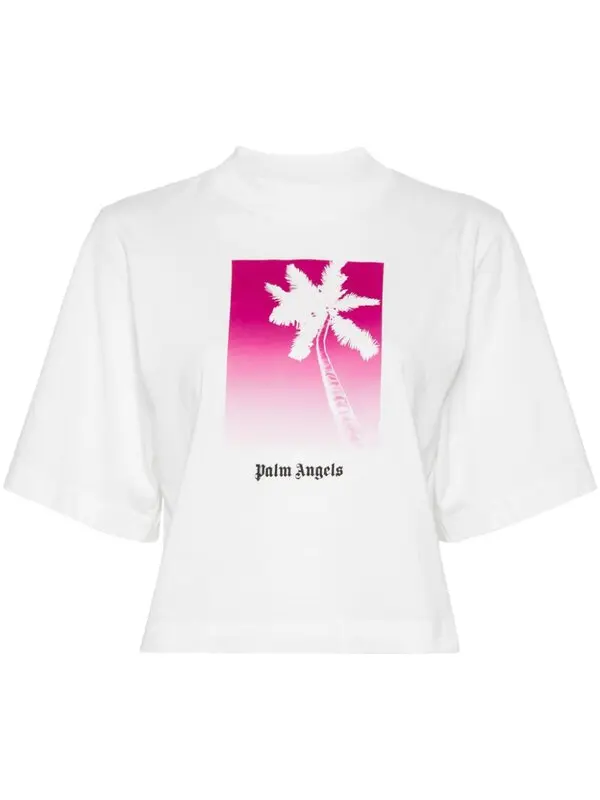 Palm Angels Palm Tree-print Cropped T-shirt