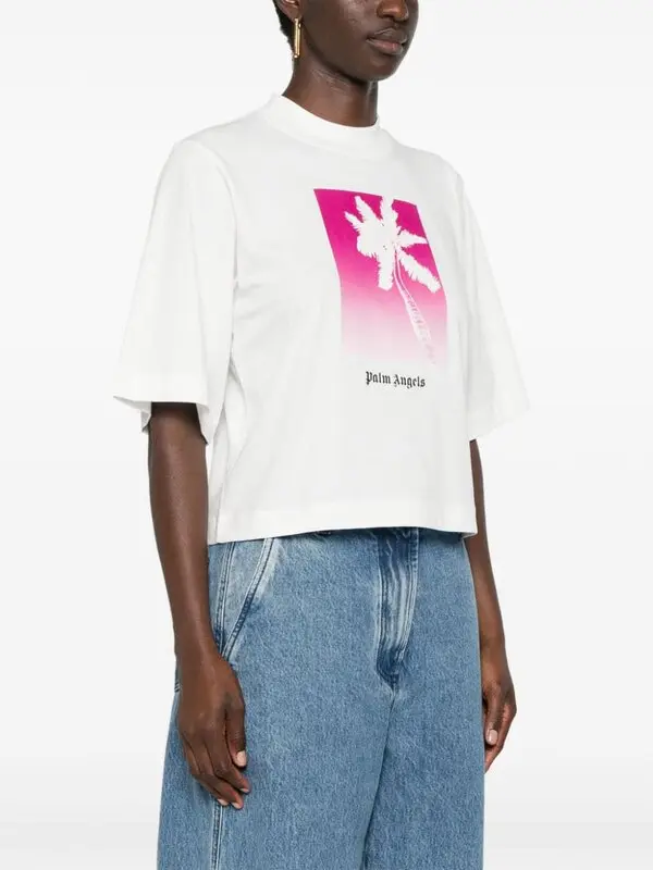 Palm Angels Palm Tree-print Cropped T-shirt