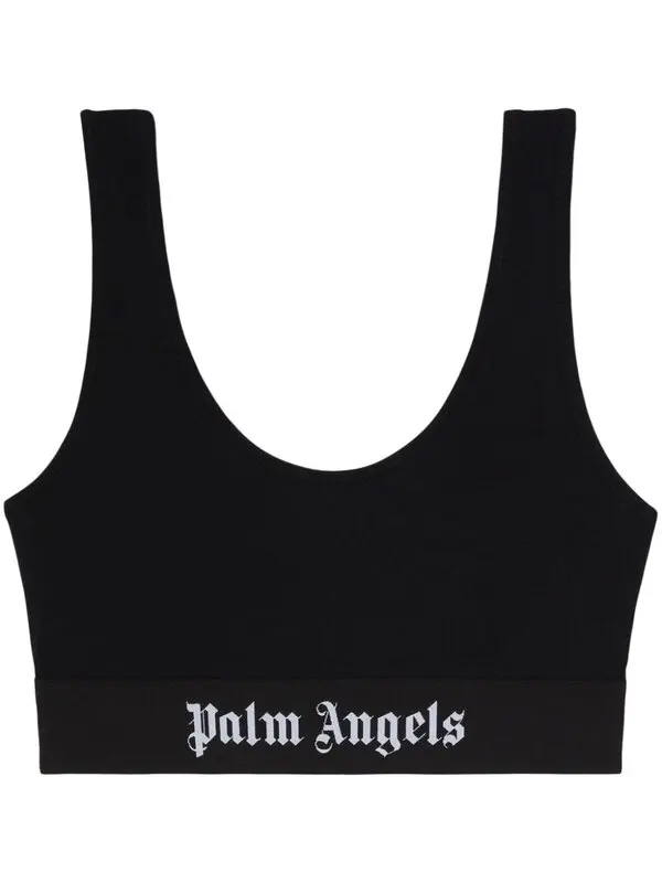 Palm Angels Logo-underband Scoop-neck Bra - Black