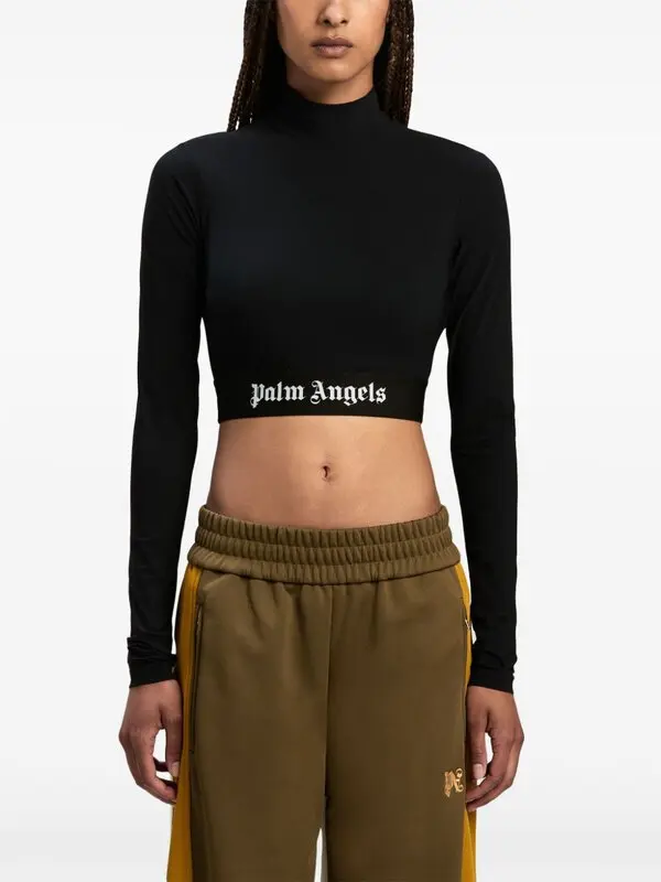 Palm Angels Logo-underband Mock-neck Crop Top