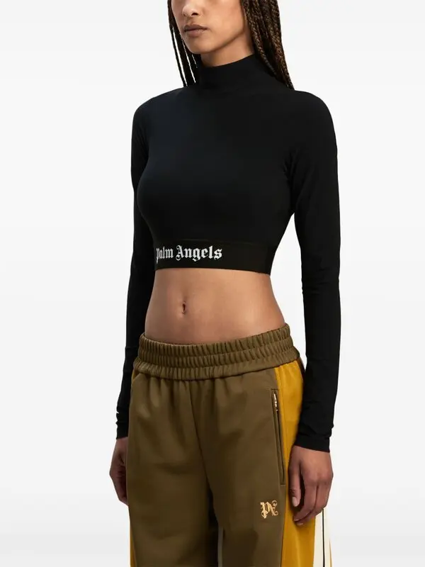 Palm Angels Logo-underband Mock-neck Crop Top
