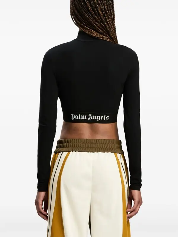 Palm Angels Logo-underband Mock-neck Crop Top