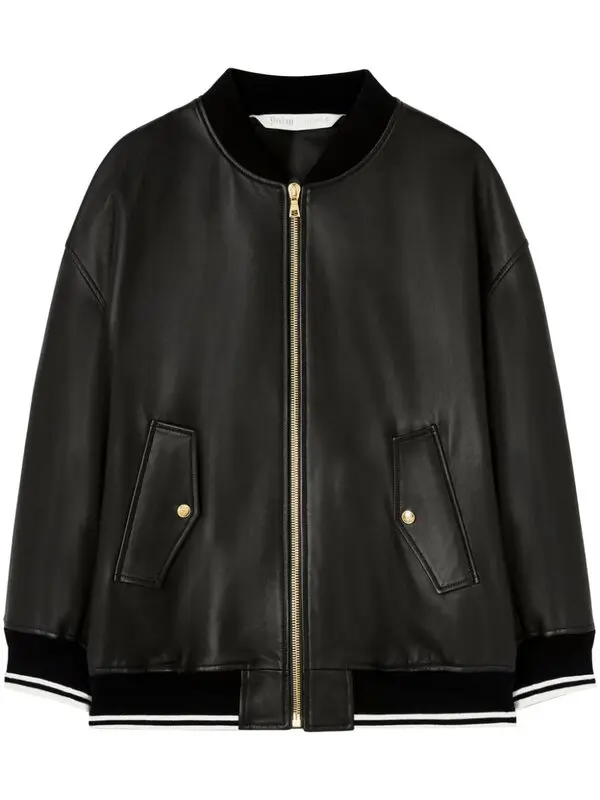 Palm Angels Logo-print Leather Bomber Jacket