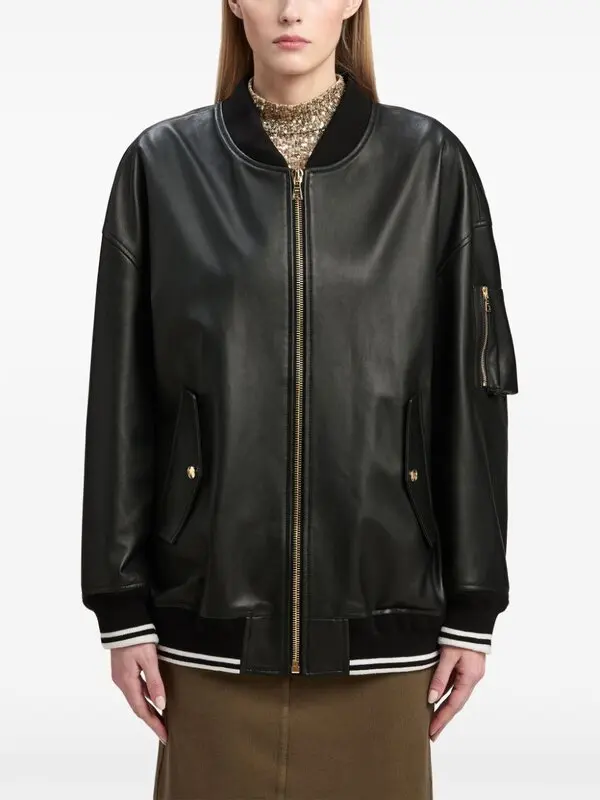 Palm Angels Logo-print Leather Bomber Jacket