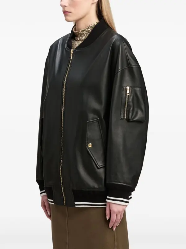 Palm Angels Logo-print Leather Bomber Jacket