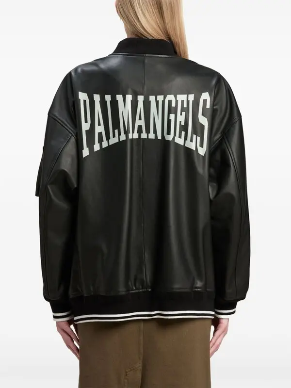Palm Angels Logo-print Leather Bomber Jacket