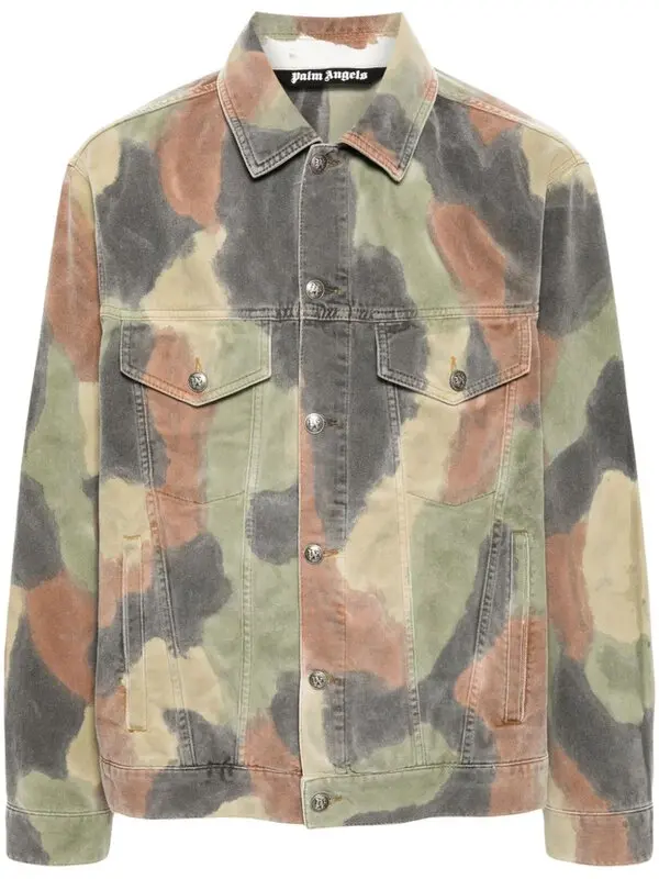 Palm Angels Camouflage-pattern Denim Jacket - Green
