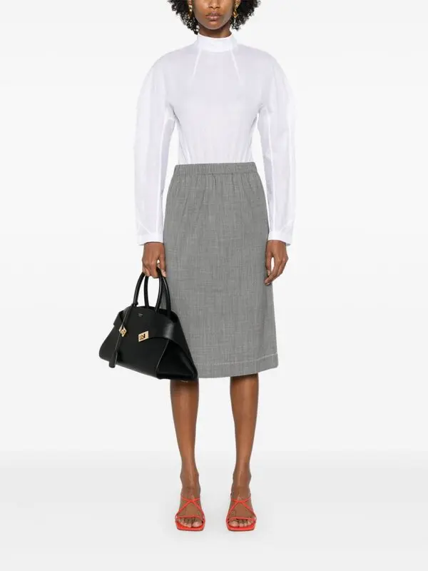 Fabiana Filippi Decorative-stitching Chambray Skirt