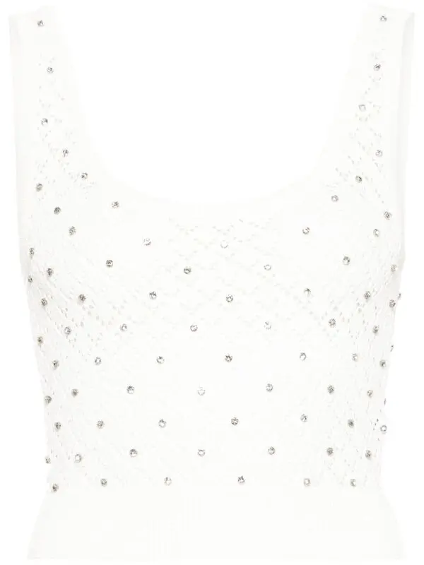John Richmond Crystal-embellished Knitted Top - White