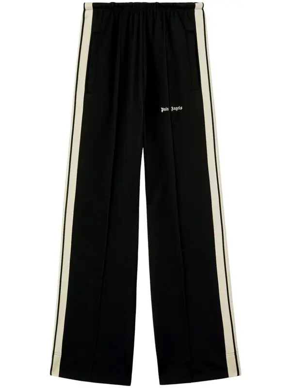 Palm Angels Logo-embroidered Wide-leg Track Pants - Black