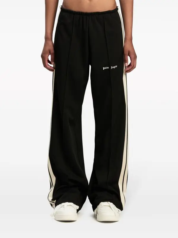 Palm Angels Logo-embroidered Wide-leg Track Pants - Black
