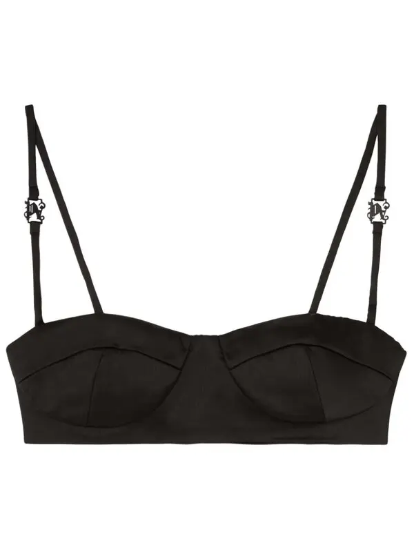 Palm Angels Monogram Balconette-style Bra - Black
