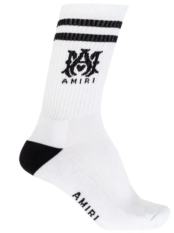 Amiri Logo-print Mid-calf Socks - White