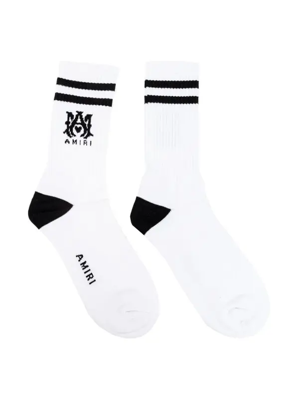 Amiri Logo-print Mid-calf Socks - White