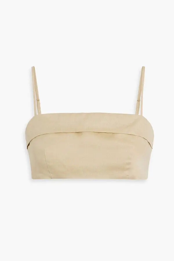 Onia Cropped Linen-lyocell Blend Top - Beige