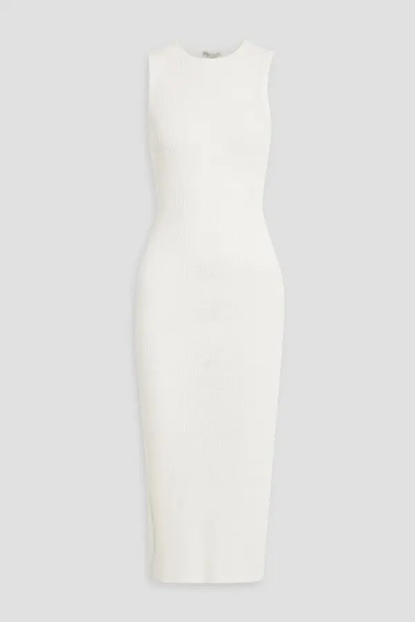 Onia Ribbed Linen-blend Midi Dress - White