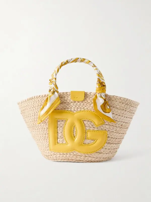 Dolce & Gabbana Maiolica Raffia Tote Bag - Yellow