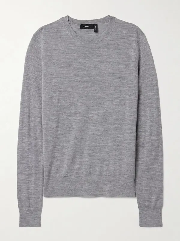 Theory Wool-blend Fine Knit Sweater - Gray