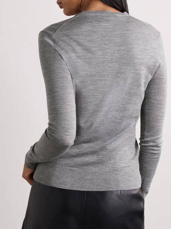 Theory Wool-blend Fine Knit Sweater - Gray