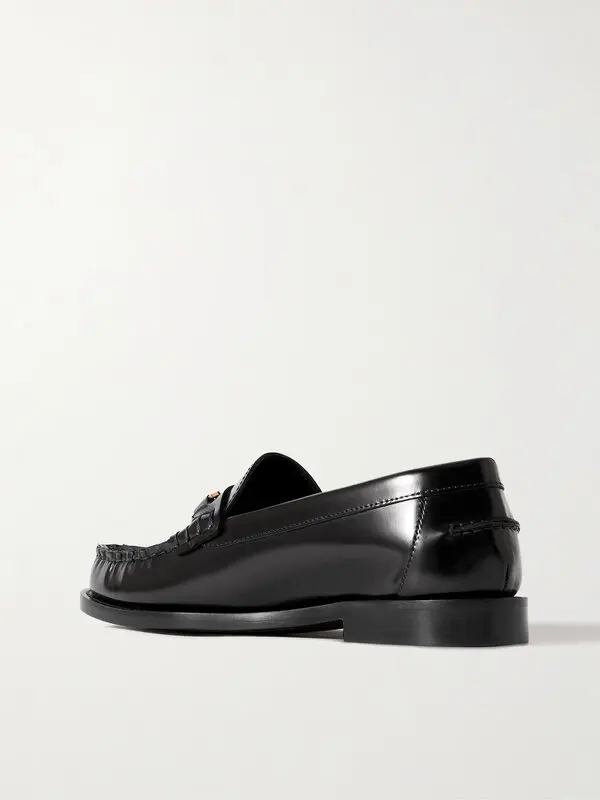 Versace Embellished Leather Loafers