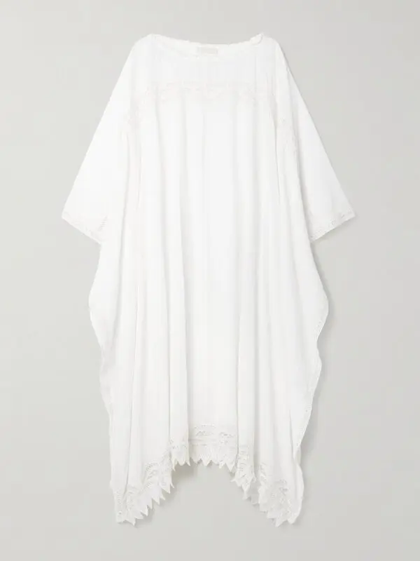 Ulla Johnson Jourdana Lace-trimmed Cotton-gauze Coverup - White