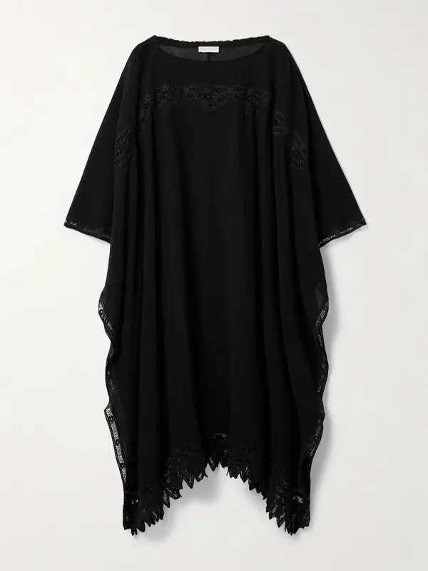 Ulla Johnson Jourdana Lace-trimmed Cotton-gauze Coverup - Black