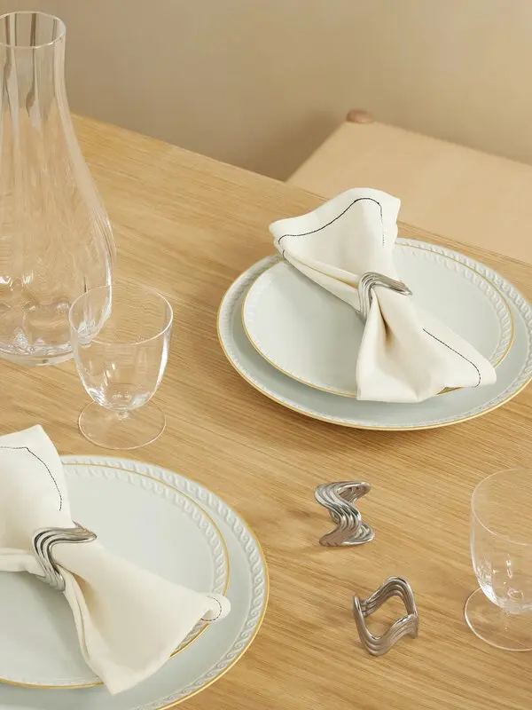 L'Objet Ripple Set Of Four Platinum-plated Napkin Rings - Silver