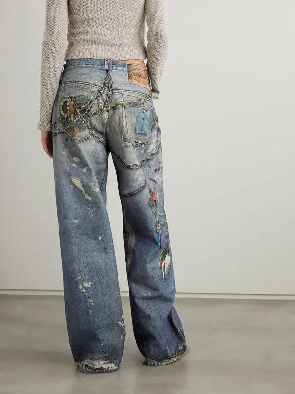 Acne Studios Trompe L'Oeil Printed Boyfriend Jeans Blue