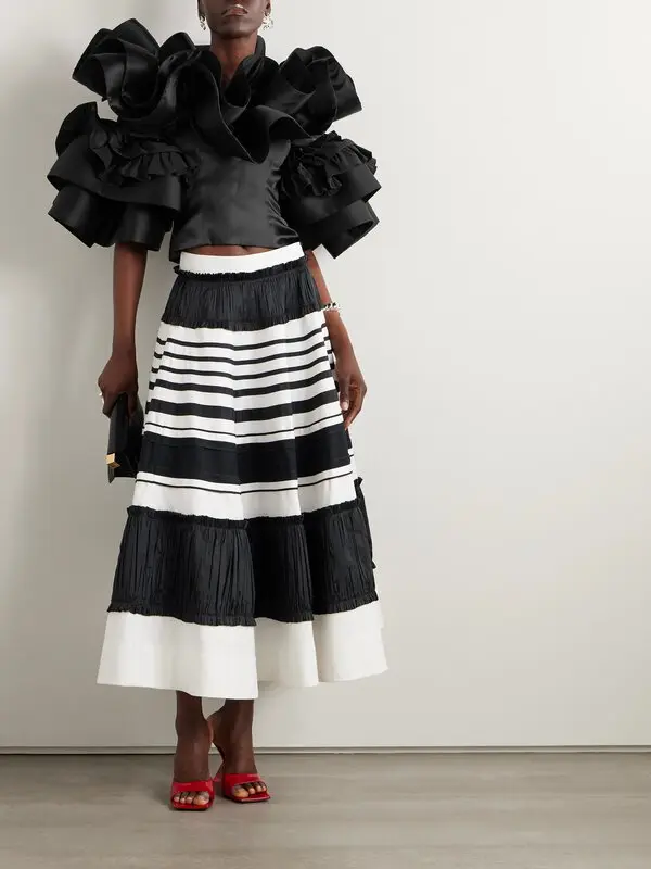 Christopher John Rogers Ruffled Silk-taffeta Top