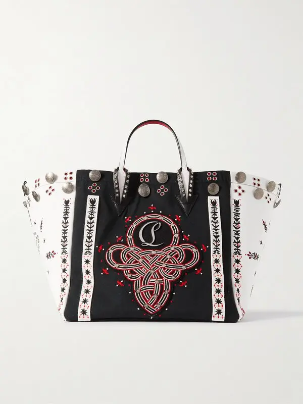 CHRISTIAN LOUBOUTIN Breizcaba Embroidered Tote - Black