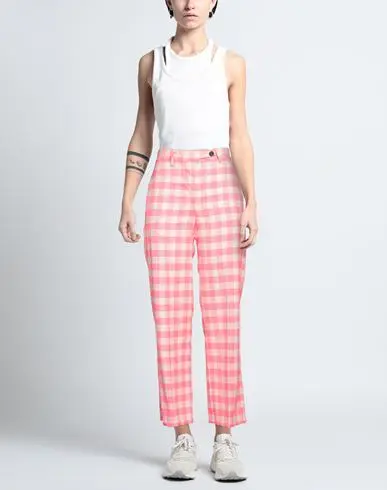 VICOLO Gingham Straight-leg Pants - Pink
