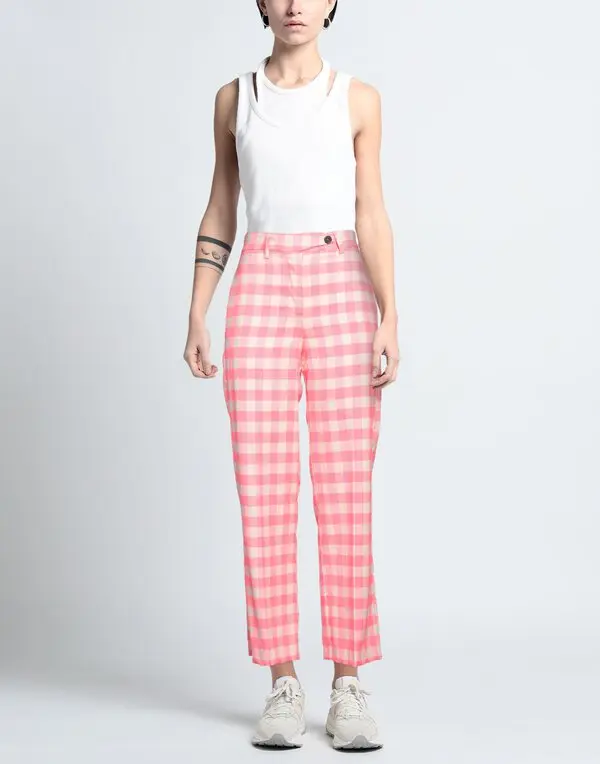 VICOLO Gingham Straight-leg Pants - Pink