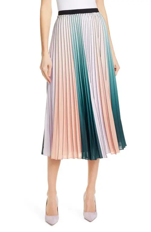 Ted Baker London Selmma Stripe Pleat Midi Skirt