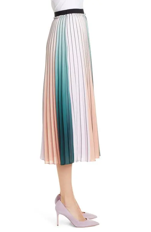 Ted Baker London Selmma Stripe Pleat Midi Skirt