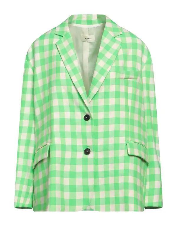 VICOLO Single-breasted Checked Blazer - Green