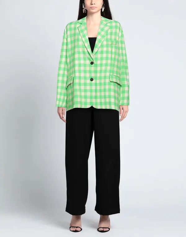 VICOLO Single-breasted Checked Blazer - Green