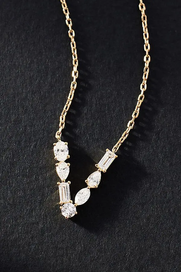 FINE DIAMONDS BY ANTHROPOLOGIE Yellow Diamond Monogram Necklace - V