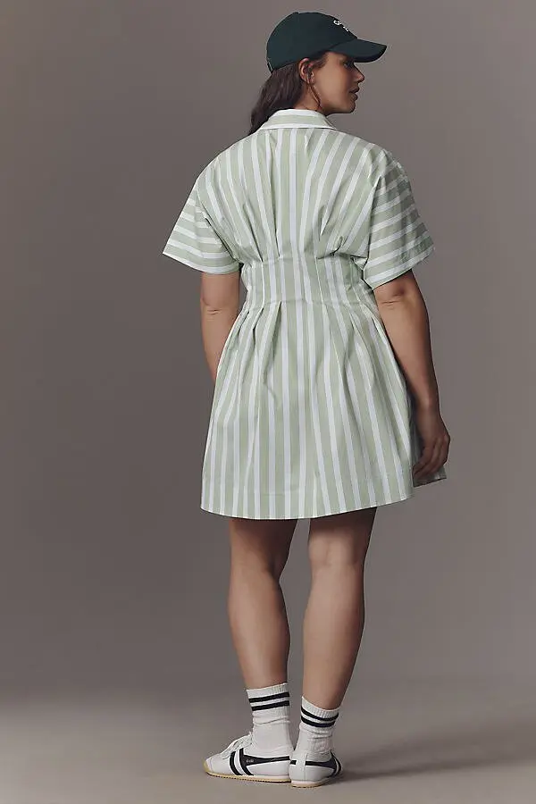EXQUISE Tobie Shirt Dress - Green Stripe