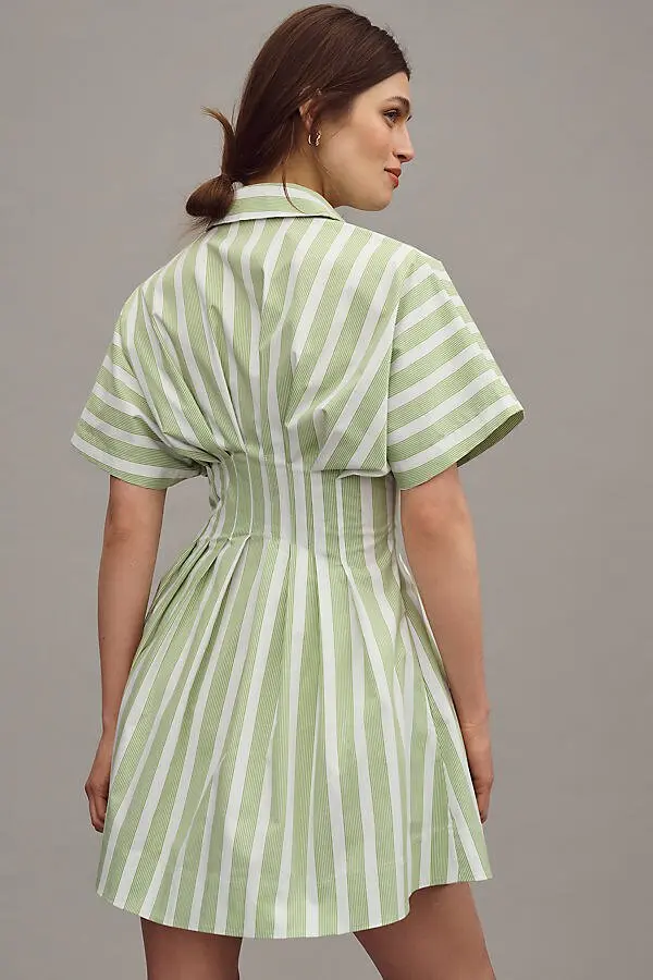 EXQUISE Tobie Shirt Dress - Green Stripe
