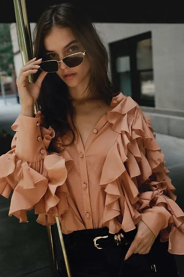 otra aster gold mirrored small slim retro modern cat eye sunglasses eyewear NEW Otra Eyewear Aster Wire Cat-Eye Sunglasses - Gold | Editorialist main image 2