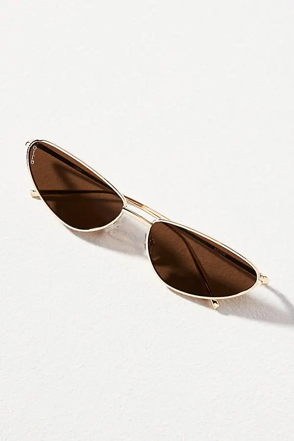 otra aster gold mirrored small slim retro modern cat eye sunglasses eyewear NEW Otra Eyewear Aster Wire Cat-Eye Sunglasses - Gold | Editorialist main image 3