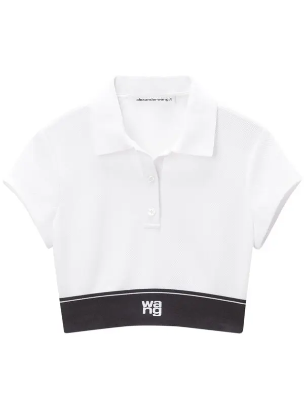 Alexander Wang Cheerleader Cropped Polo Top - White