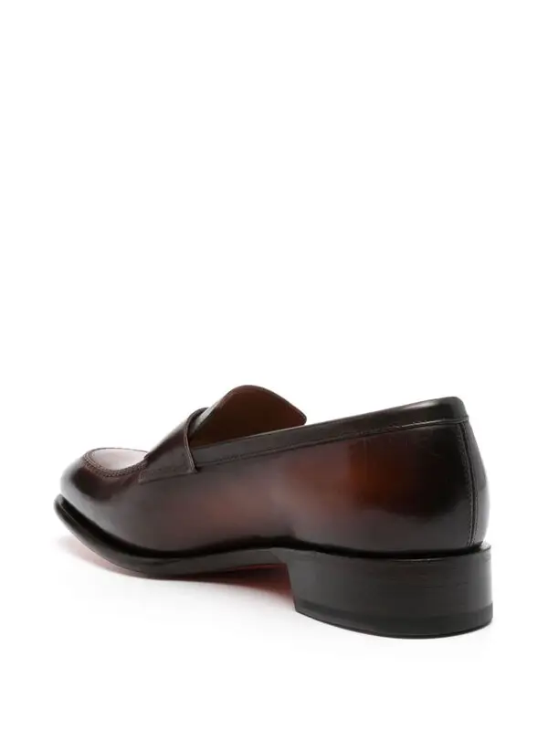 Santoni Penny-slot Leather Loafers - Brown