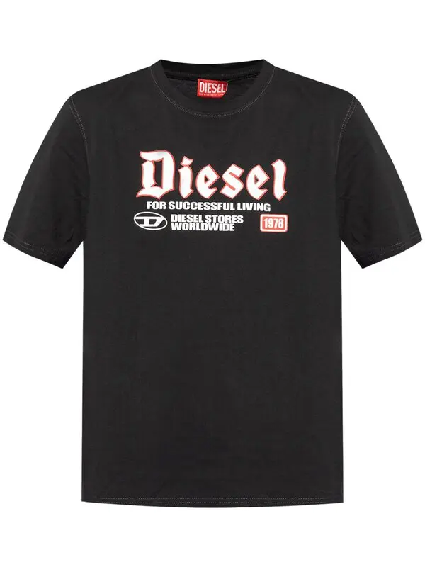 DIESEL® Logo-print Cotton T-shirt - Black