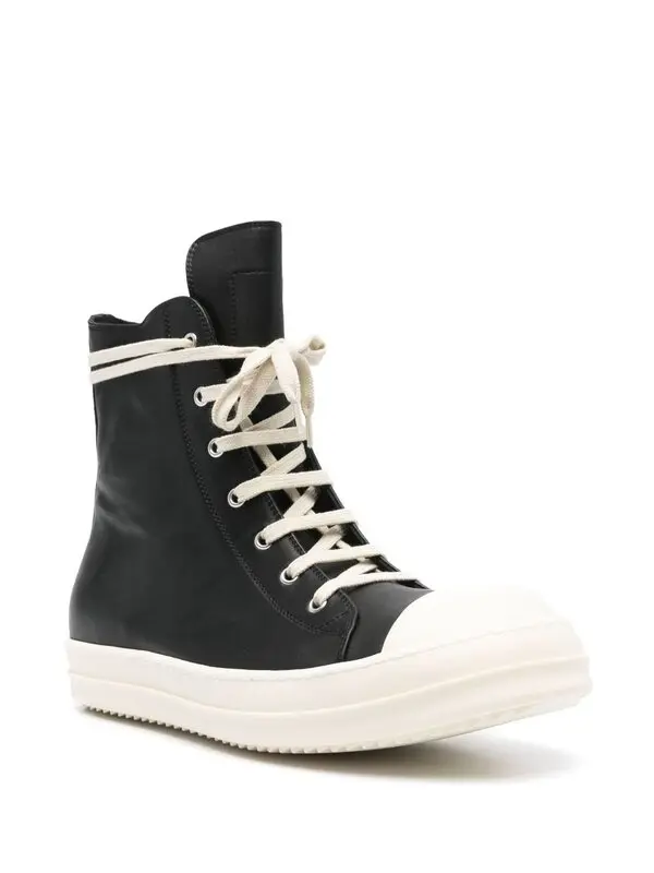 Rick Owens Zip-Up High-Top Sneakers - Black | Editorialist