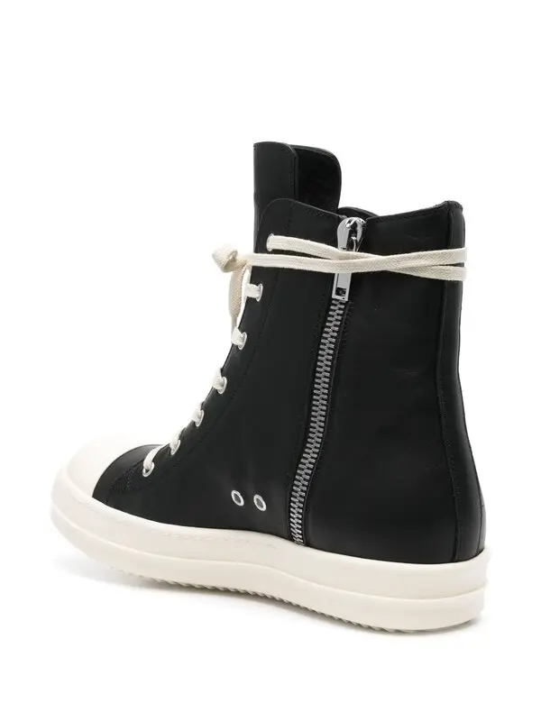 Rick Owens Zip-Up High-Top Sneakers - Black | Editorialist