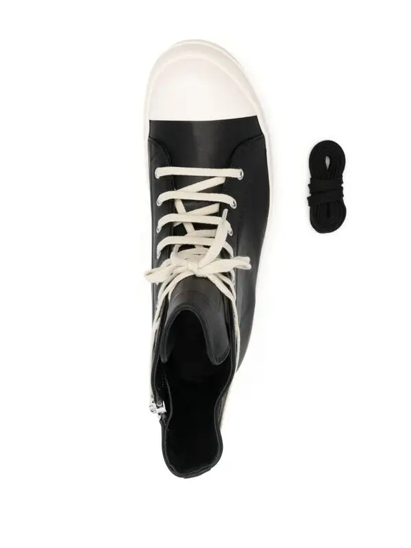Rick Owens Zip-Up High-Top Sneakers - Black | Editorialist display picture 3