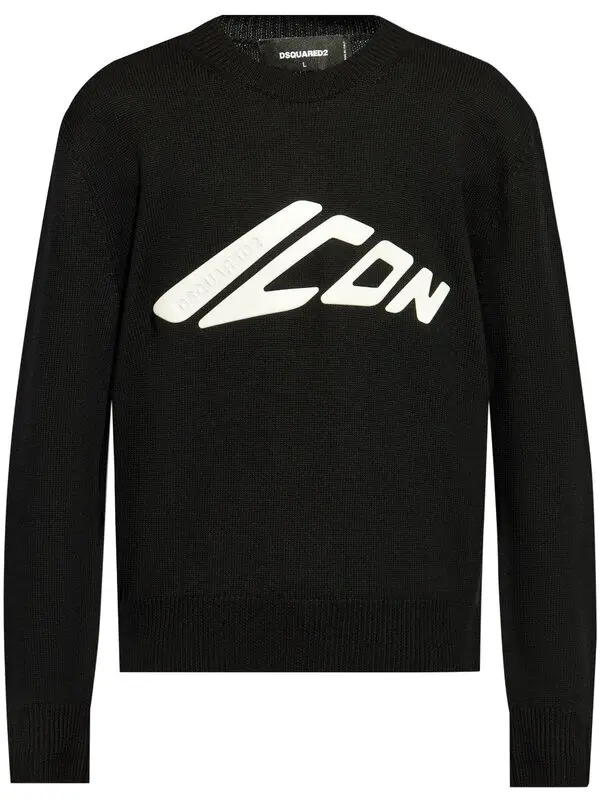 Dsquared2 Icon Logo-print Virgin Wool Jumper - Black
